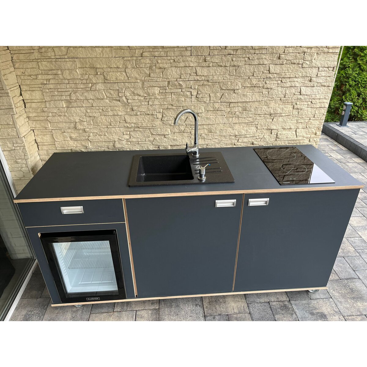 Mobile Outdoorküche Außenküche Gartenküche Waschbecken Kühlschrank 18 ...